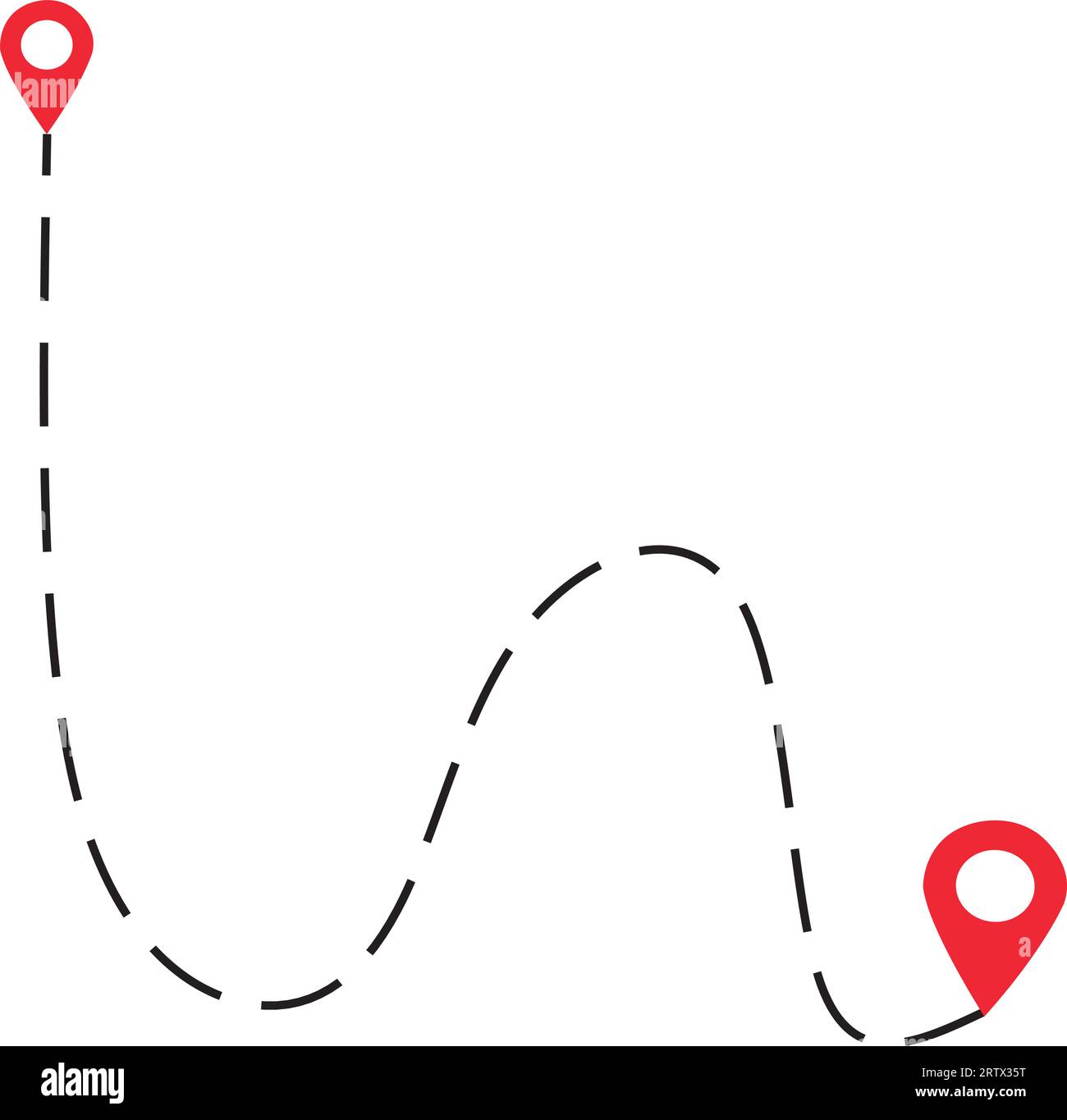 A trace with red location marks on a white background with copy space ...