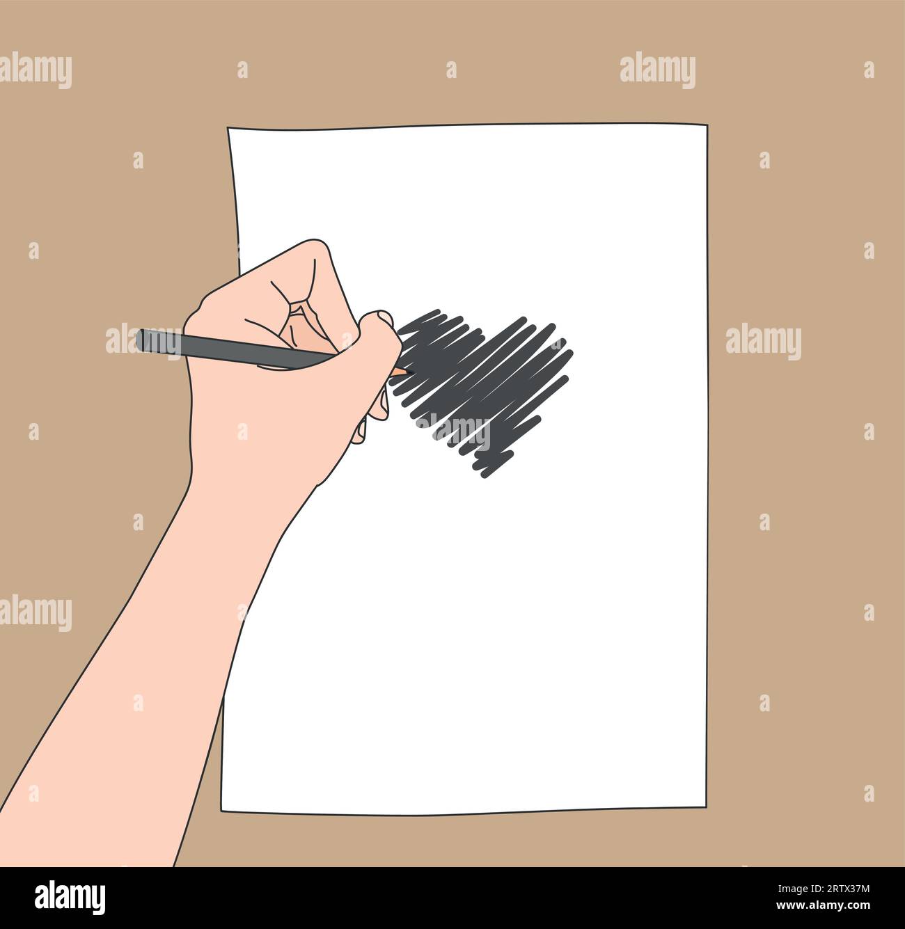 Hand drawing a heart with a pencil and a white sheet of paper. Pencil ...