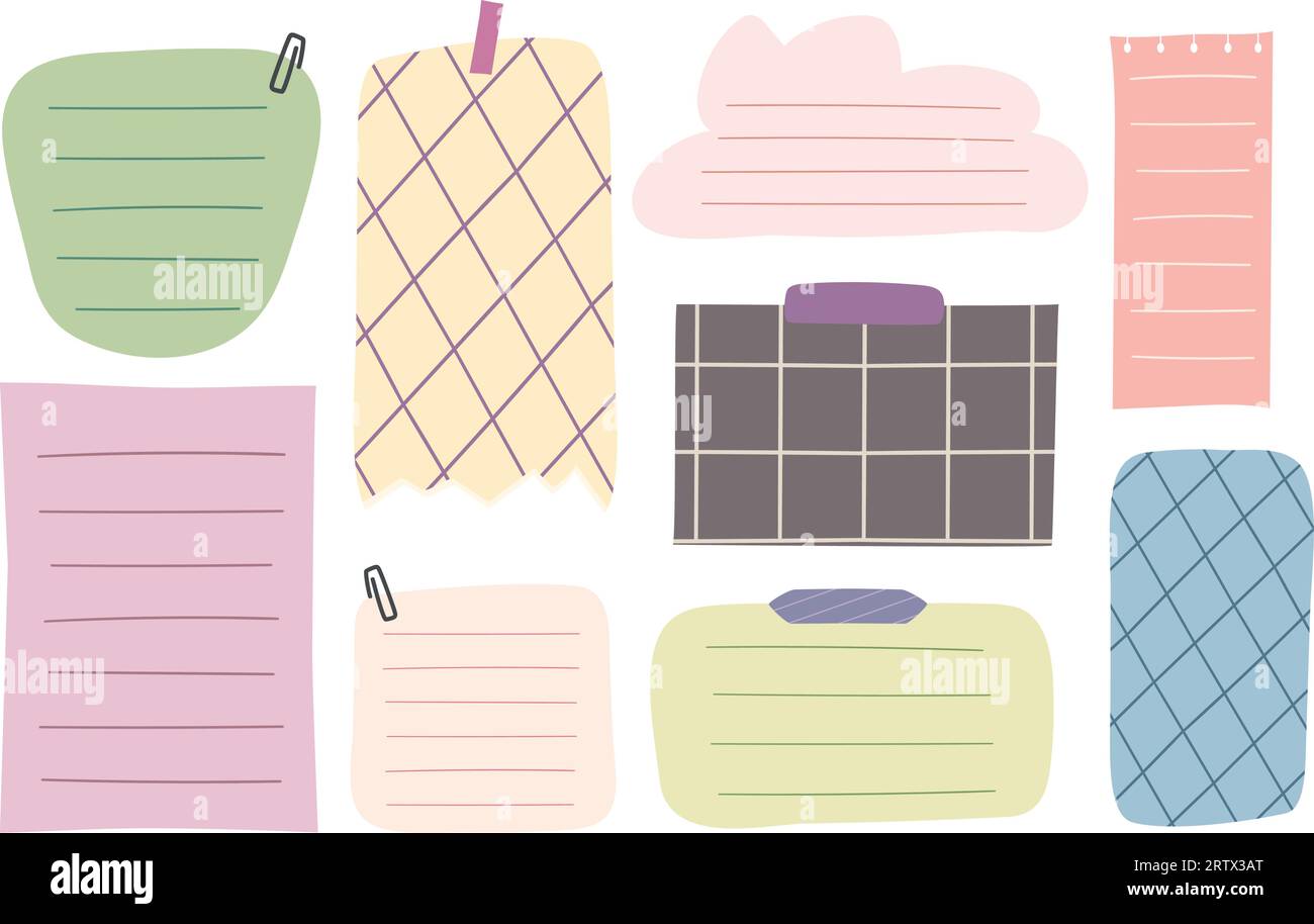 Set of planner paper notes. Lined and squared sticker notes for to-do ...