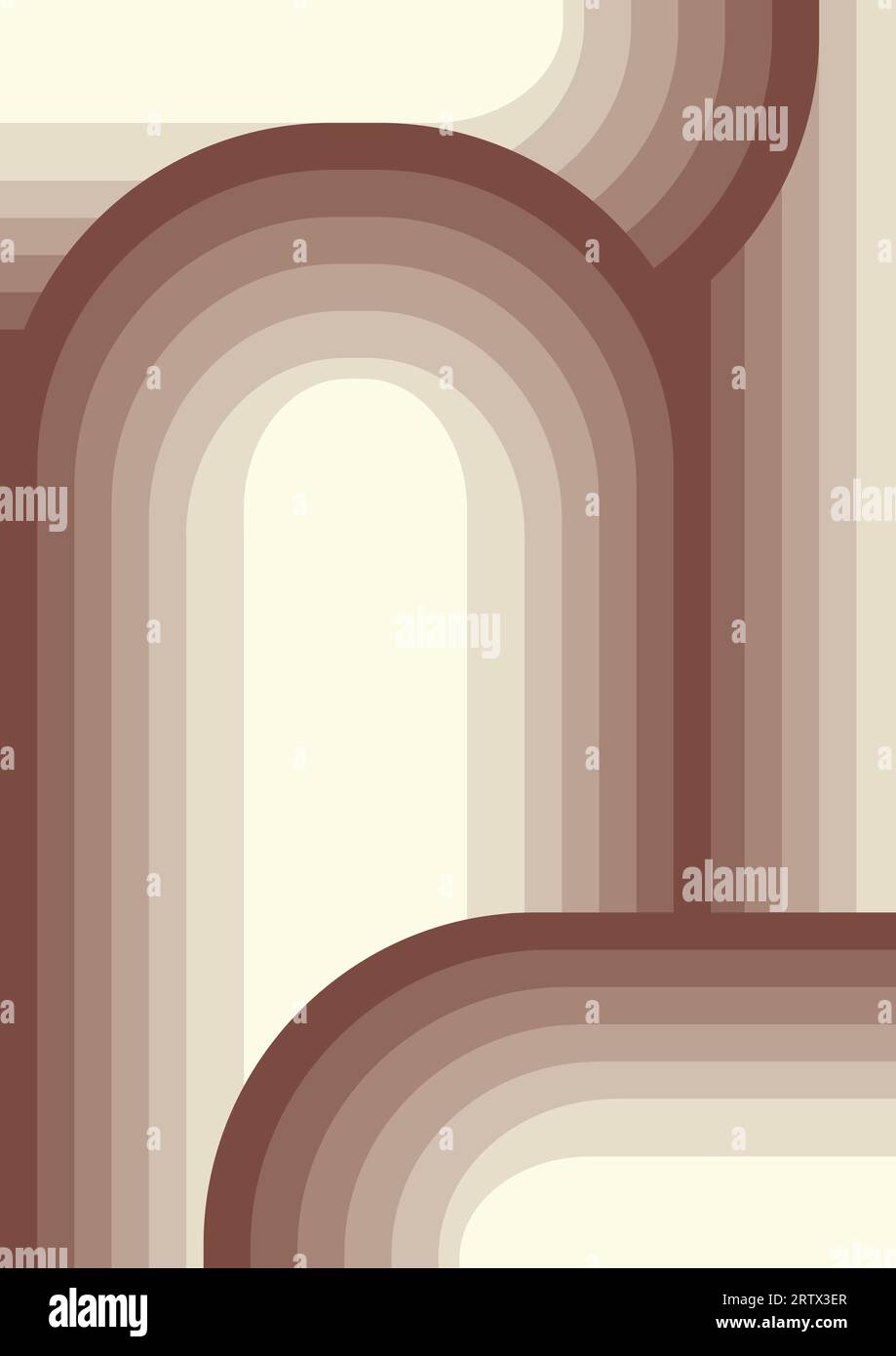 Aesthetic retro arches poster illustration in minimalistic style. Boho ...