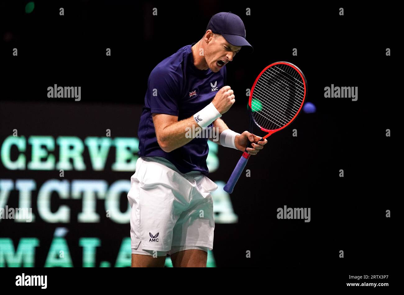 Great Britain's Andy Murray reacts during his match against Switzerland ...