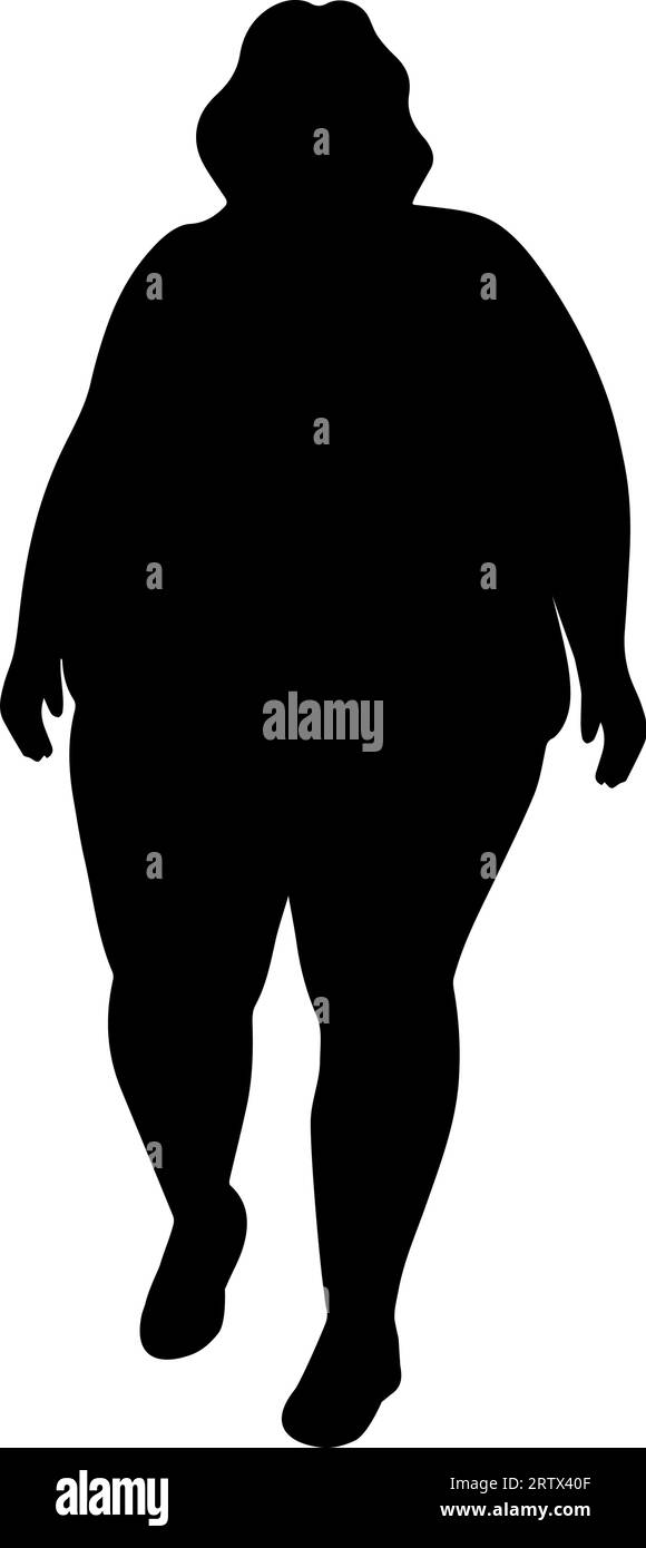Obese Plus Size woman silhouette icon symbol. Vector illustration Stock ...