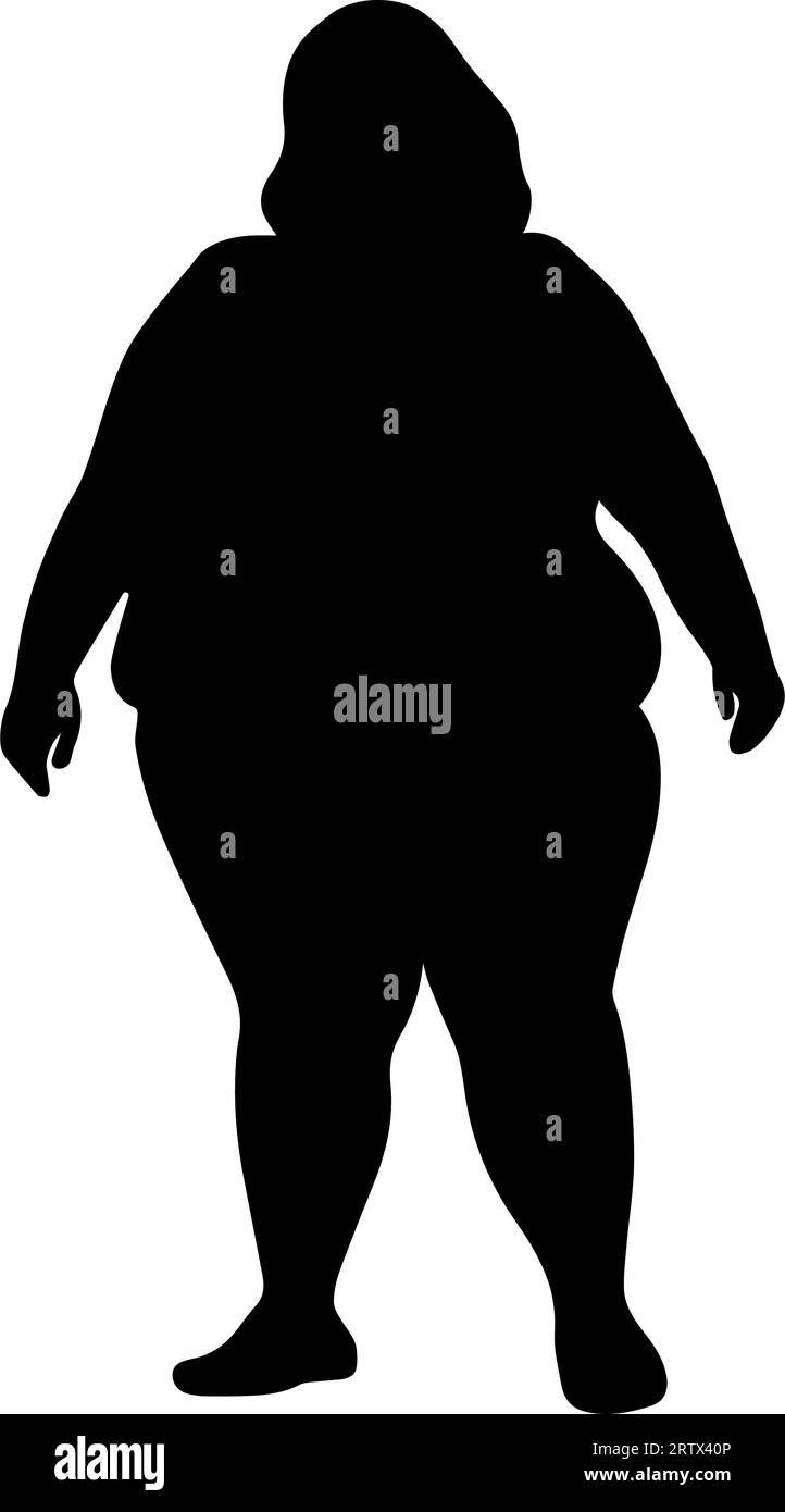 Obese Plus Size woman silhouette icon symbol. Vector illustration Stock ...