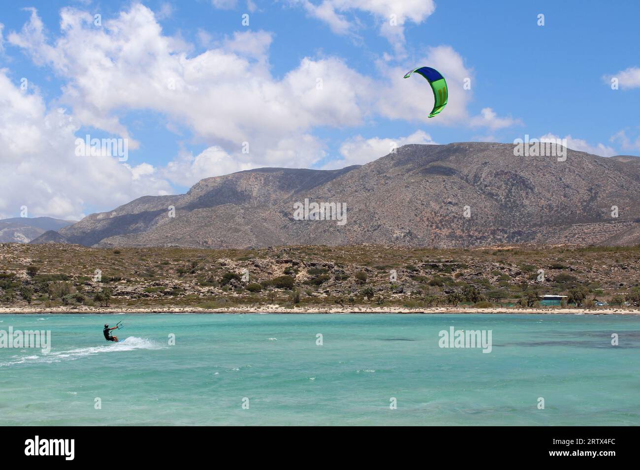 kite surfing on Elafonissi beach, Crete island, Greece Stock Photo - Alamy