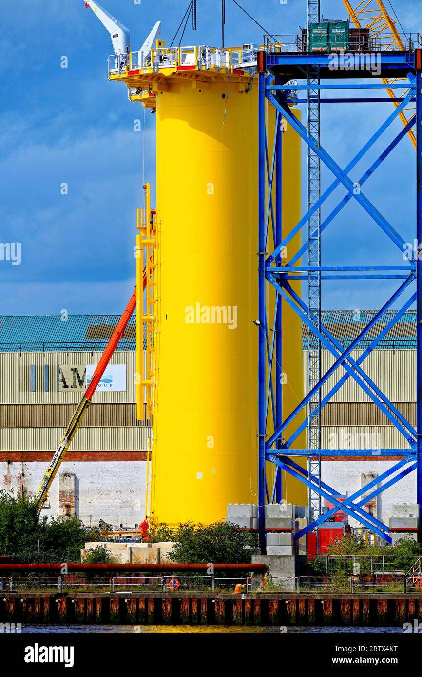 Manufacturing new giant Wind Turbines with support towers at the ...