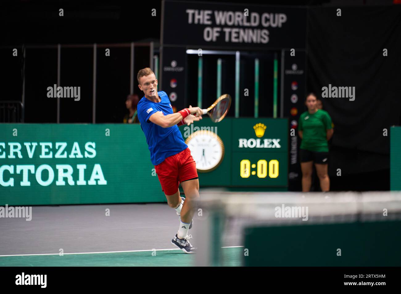 Jiri Lehecka of Czech Republic in action during the Valencia Davis Cup ...