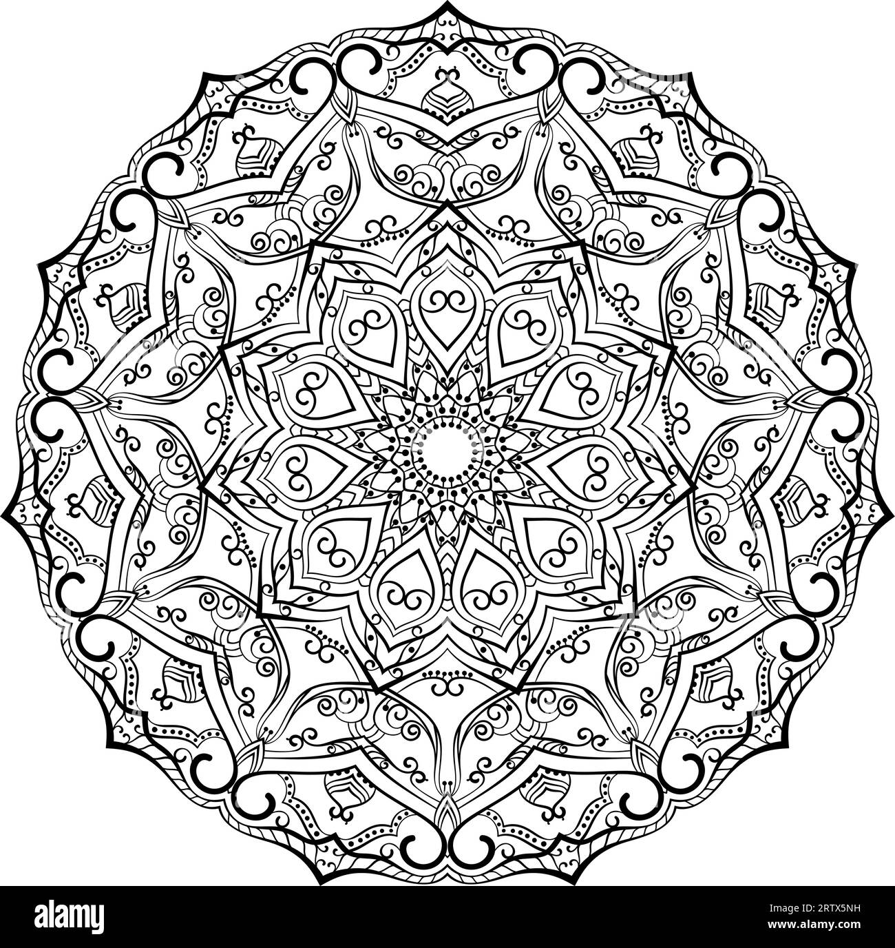 Round ornamental mandala for coloring book Isolated design element ...