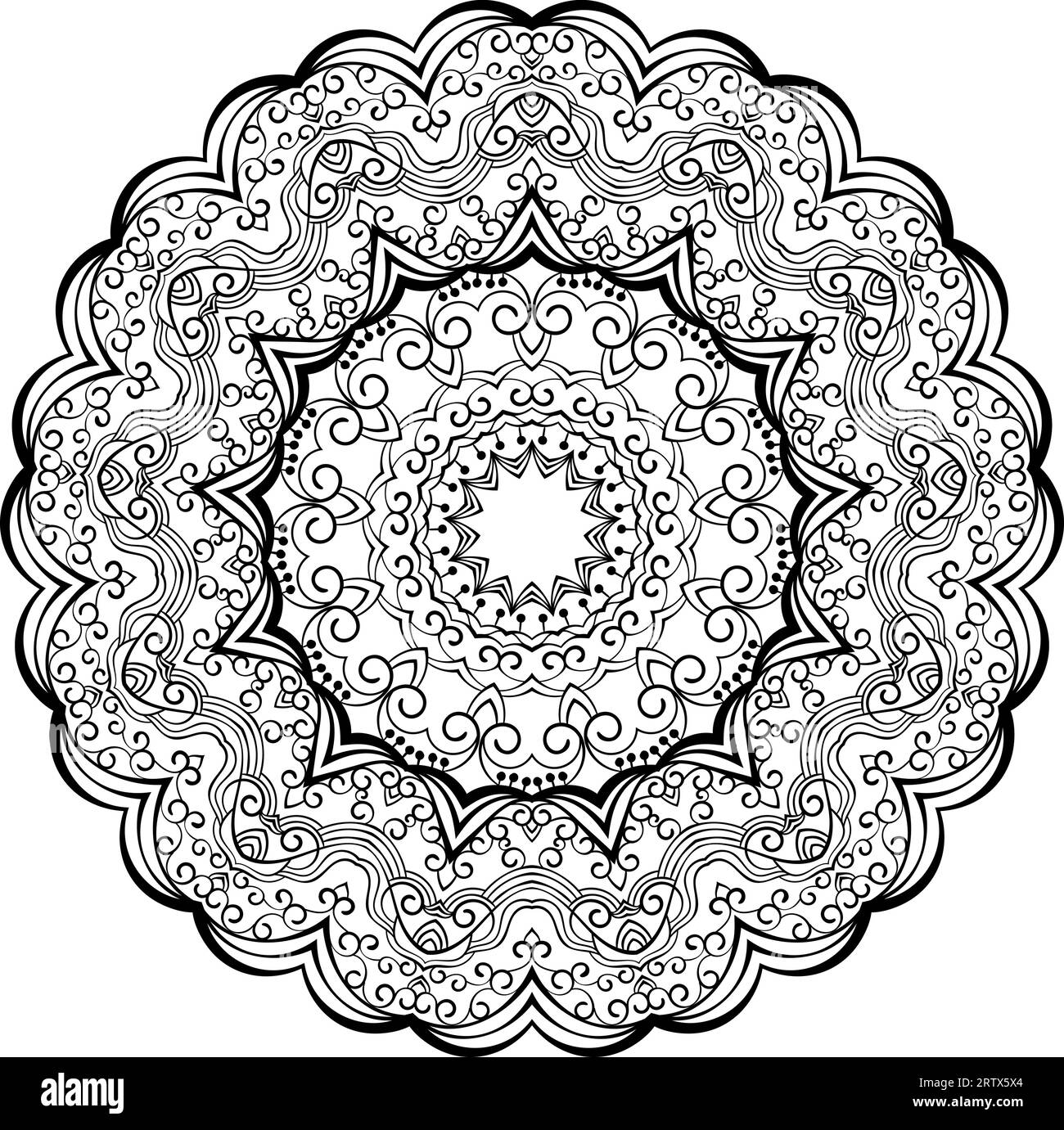 Round ornamental mandala for coloring book Isolated design element ...