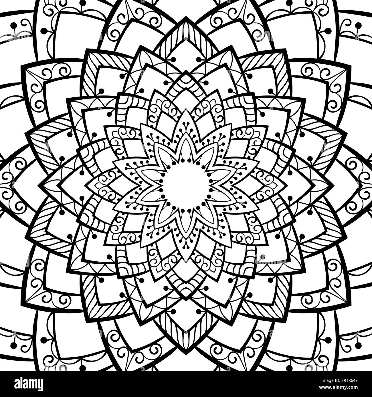 Ornamental background for coloring book Vector illustration in black ...