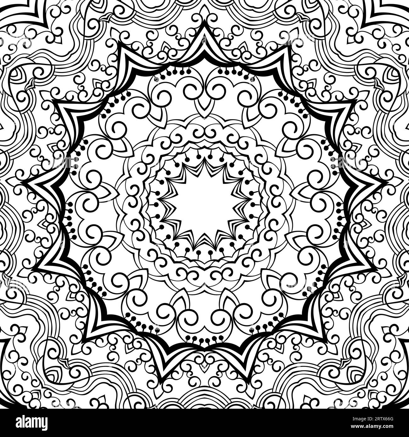 Ornamental background for coloring book Vector illustration in black ...