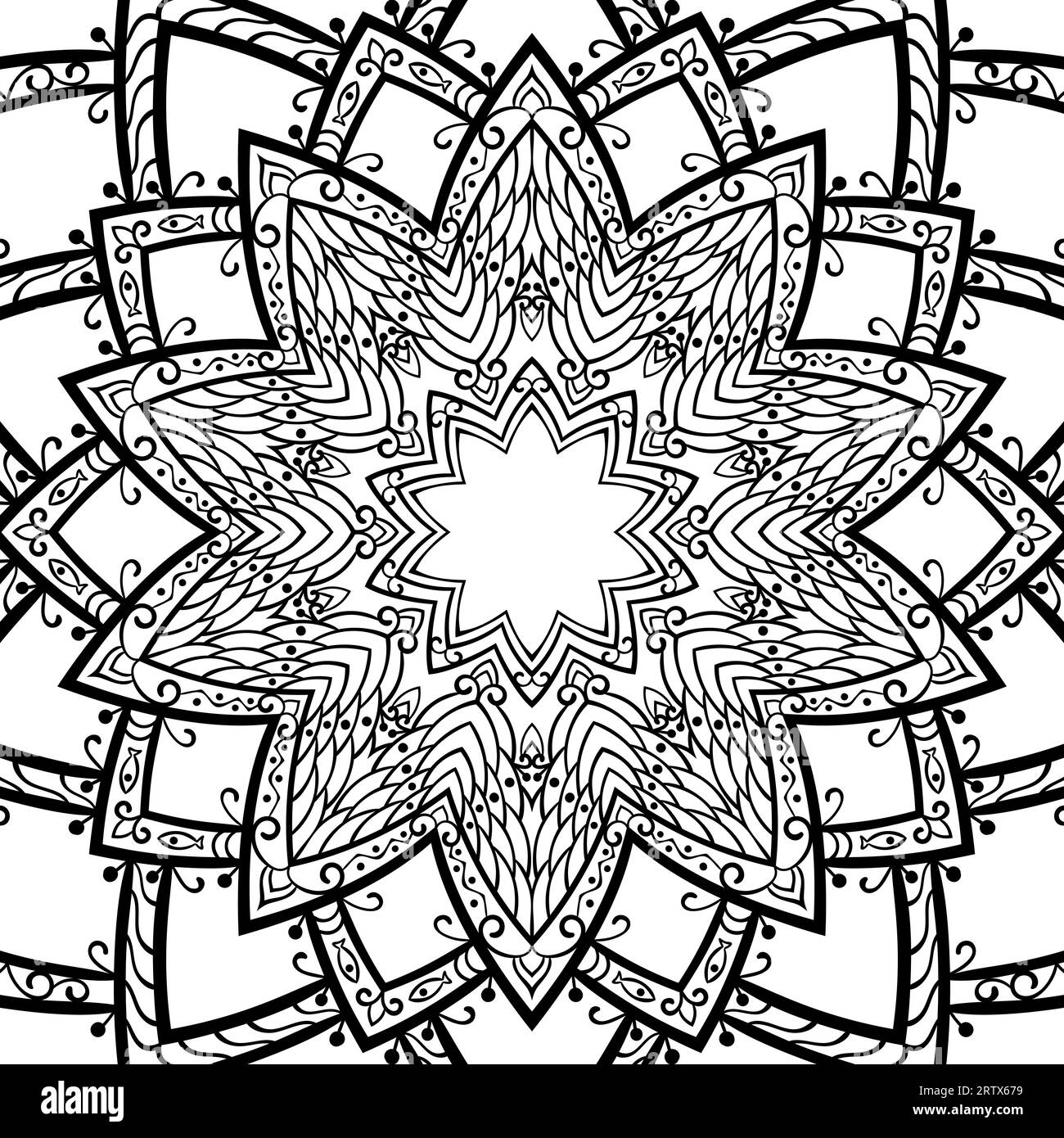Ornamental background for coloring book Vector illustration in black ...