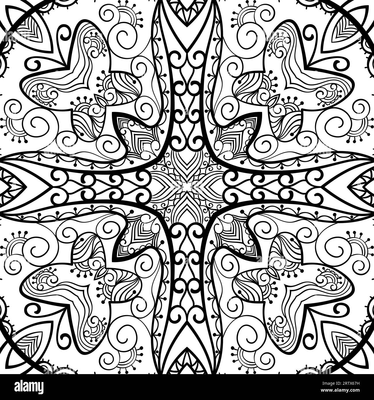 Ornamental background for coloring book Vector illustration in black ...