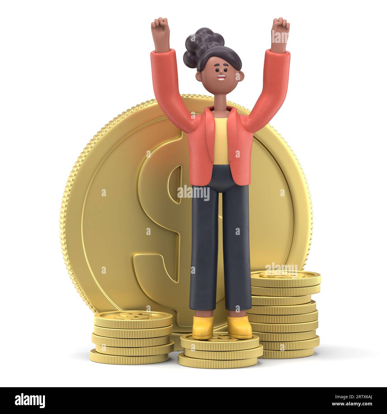 3D illustration of cartoon characters business concept.People are in ...