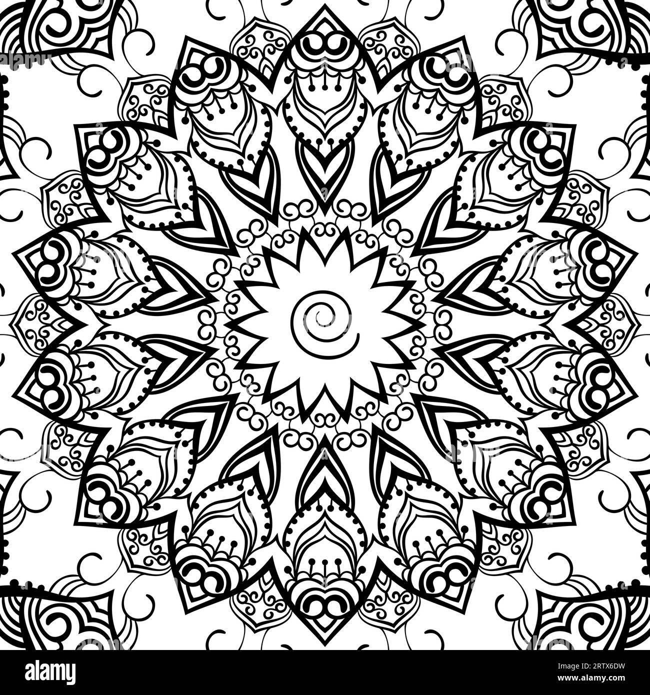Ornamental background for coloring book Vector illustration in black ...