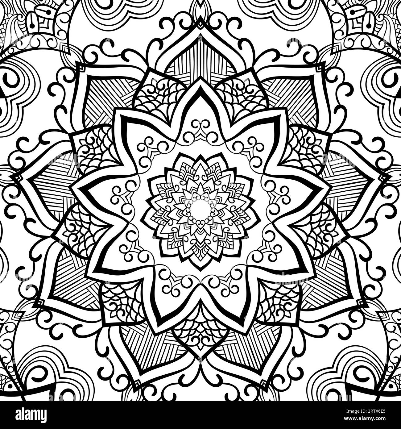 Ornamental background for coloring book Vector illustration in black ...