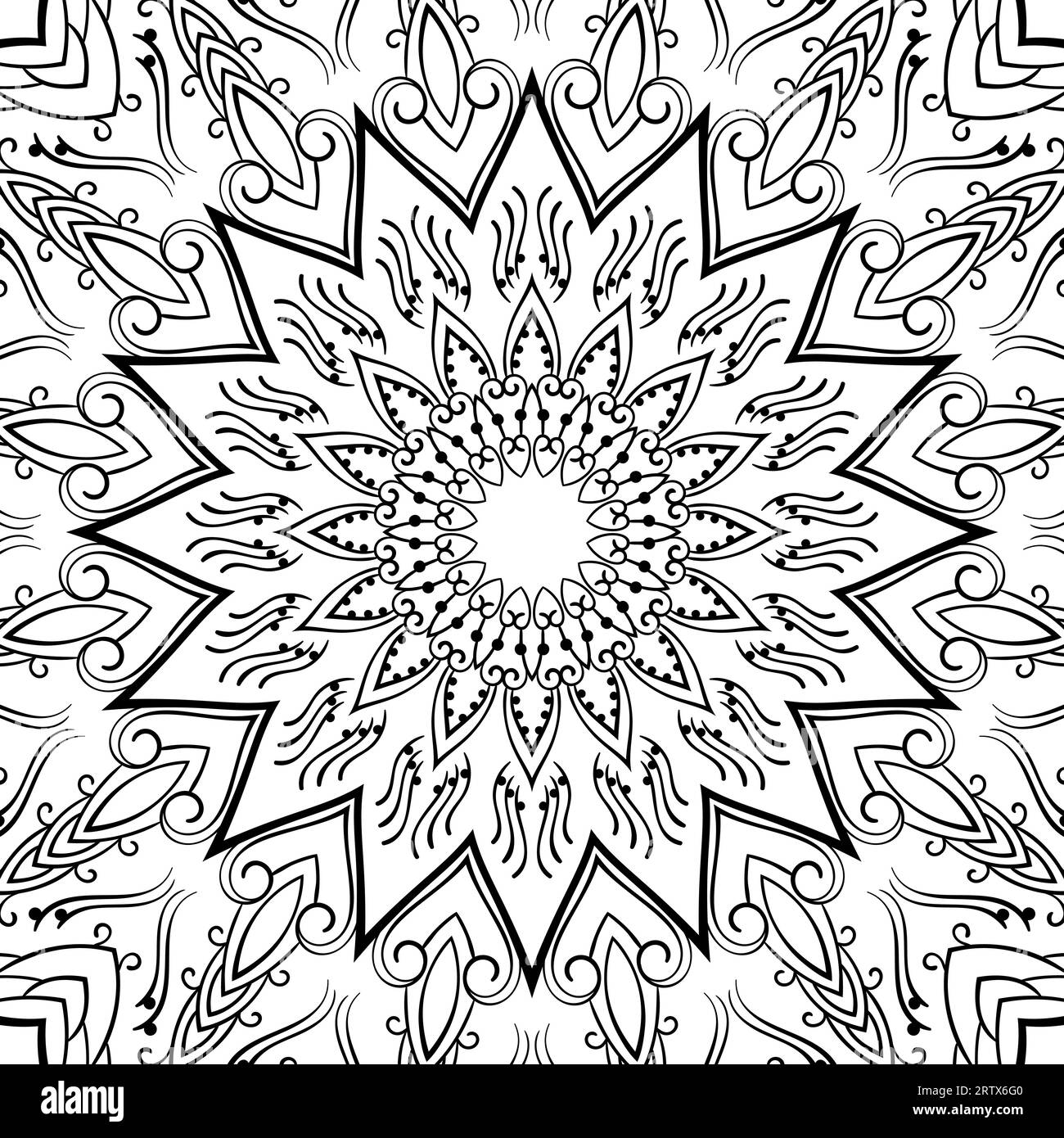 Ornamental background for coloring book Vector illustration in black ...