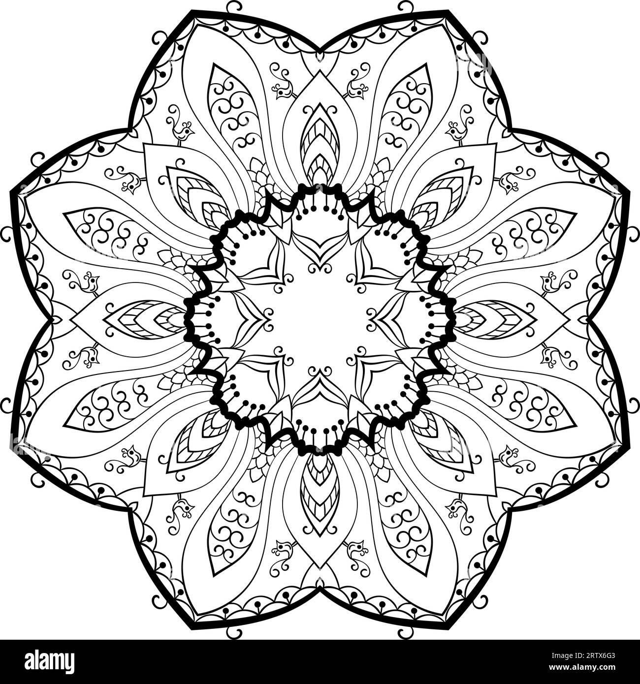 Round ornamental mandala for coloring book Isolated design element ...