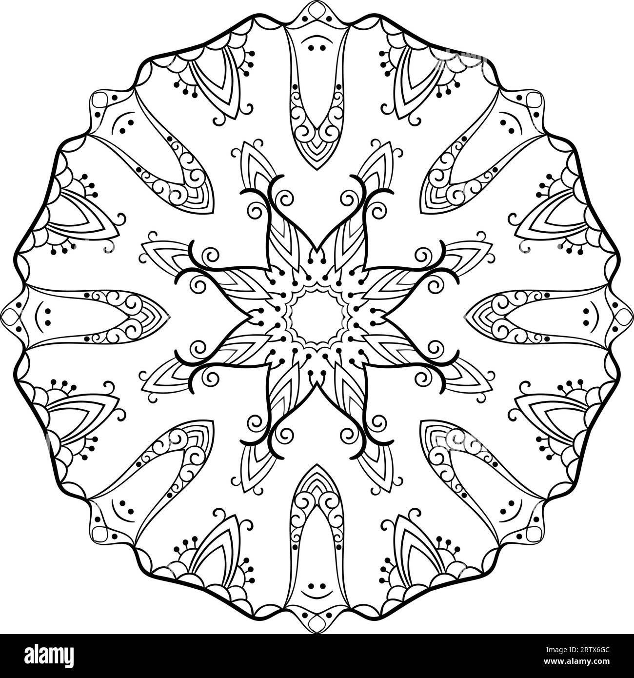 Round ornamental mandala for coloring book Isolated design element ...