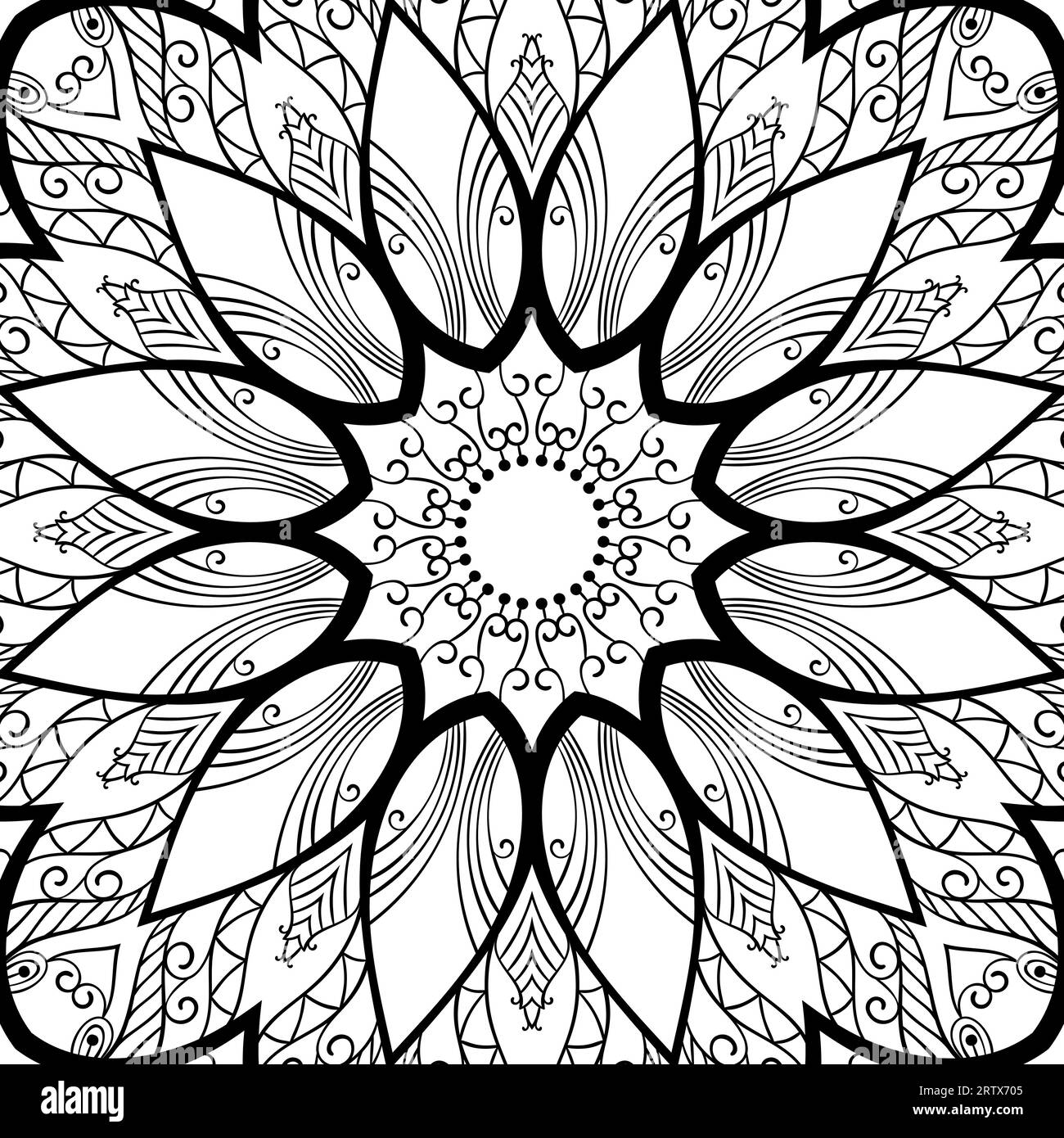Ornamental background for coloring book Vector illustration in black ...
