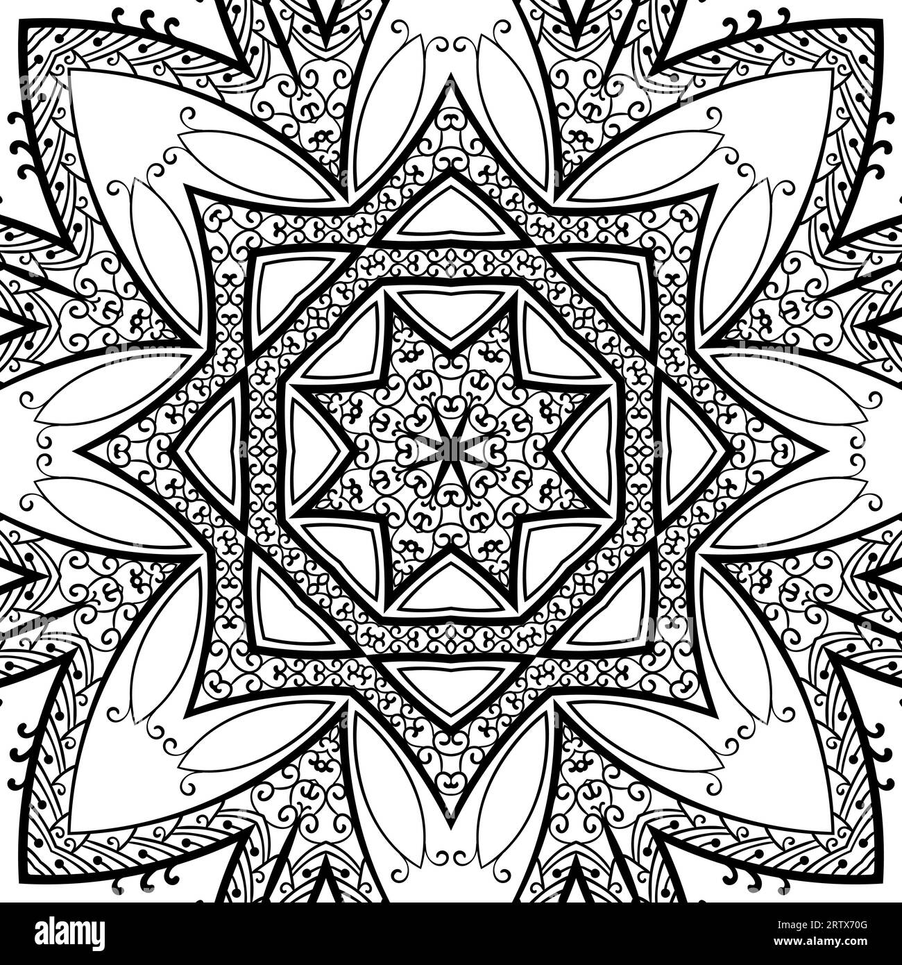Ornamental background for coloring book Vector illustration in black ...