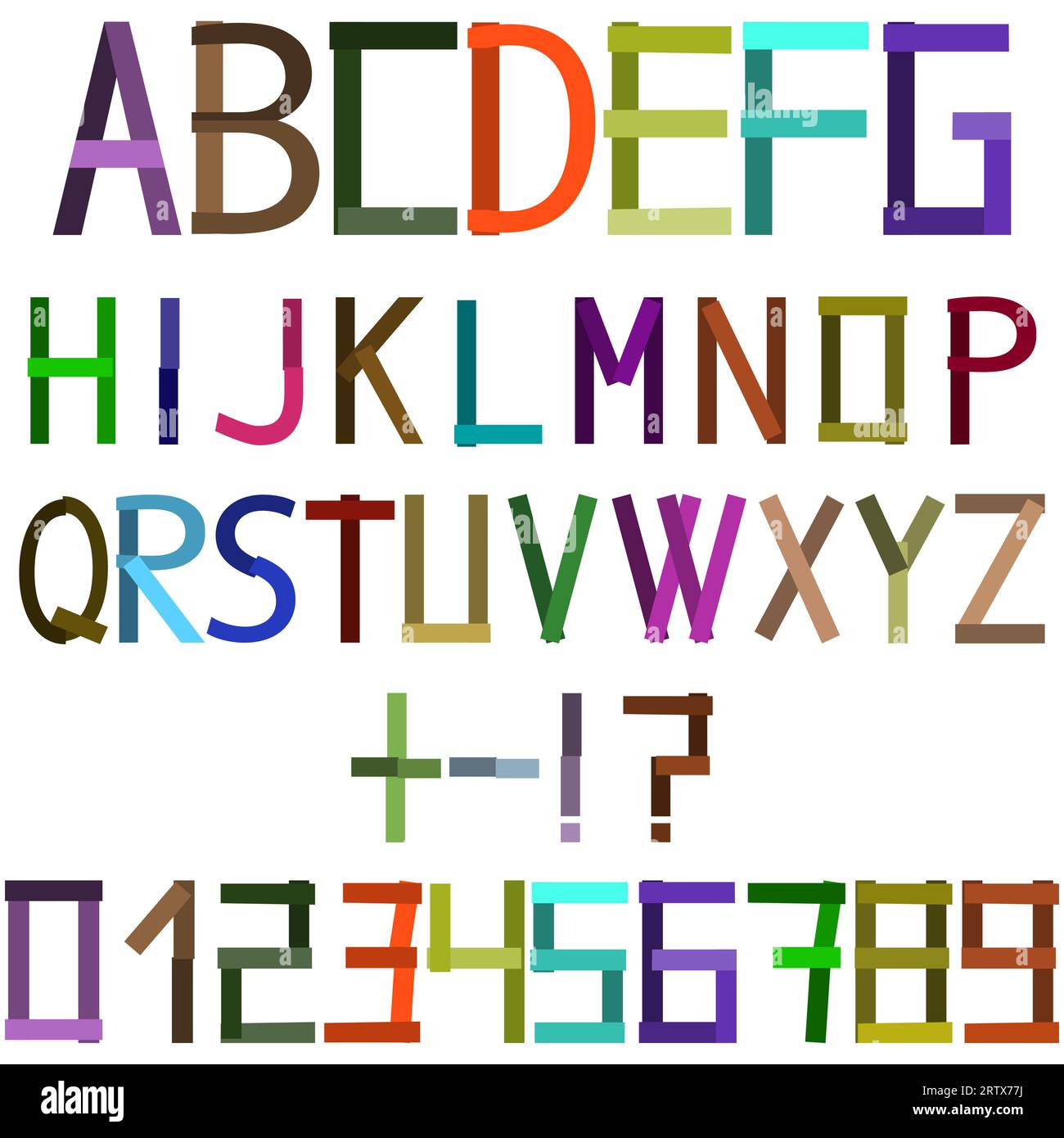 Alphabet made of cardboard and paper in origami style. Colorful and ...