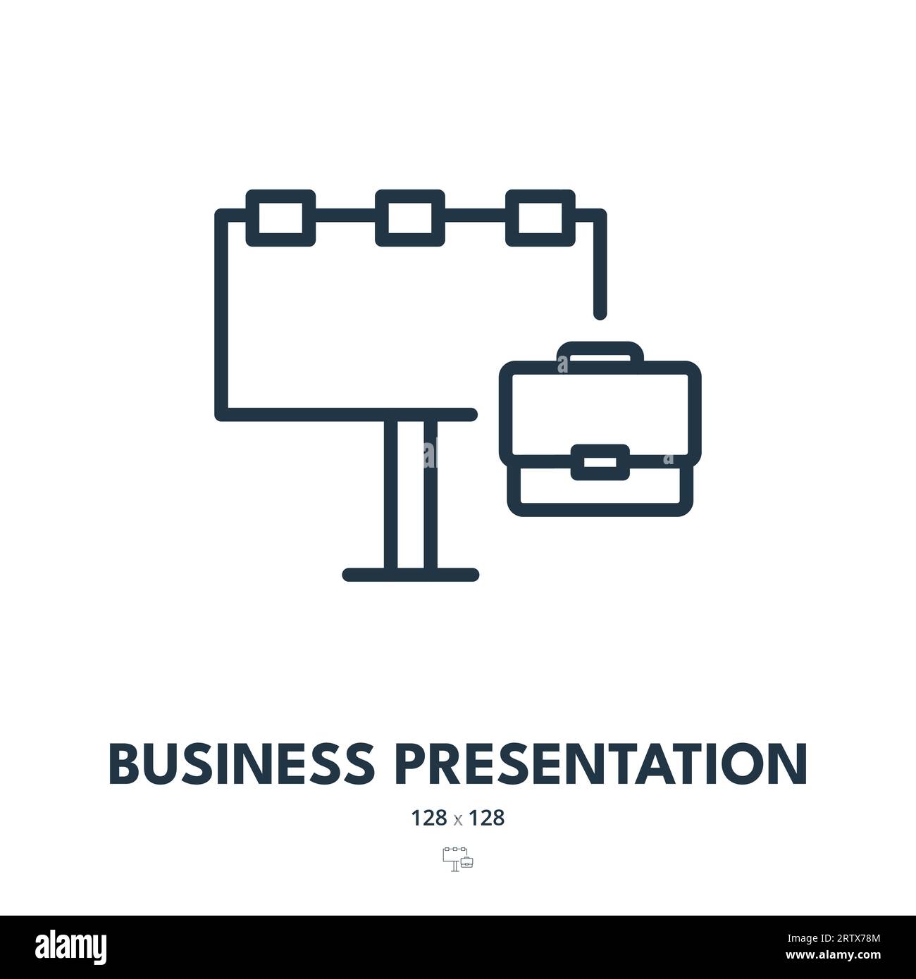 Business Presentation Icon. Screen, Presenting, Demonstration. Editable ...