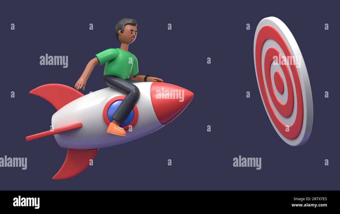3D illustration of cartoon characters business concept.People are in ...