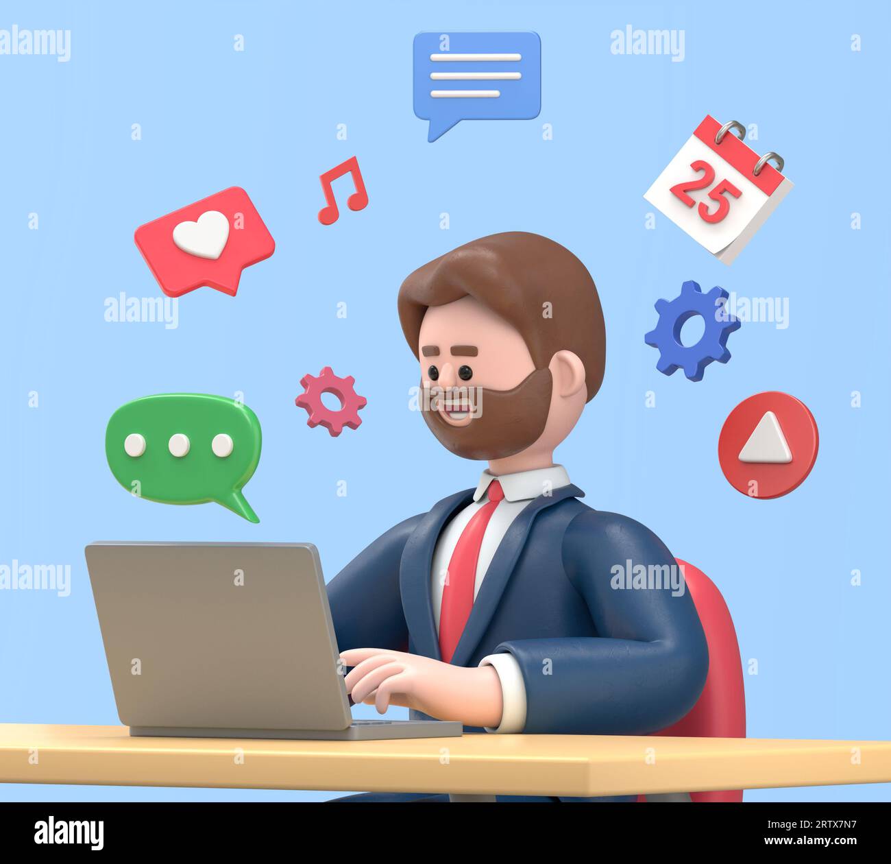 3D illustration of cartoon characters business concept.People are in ...