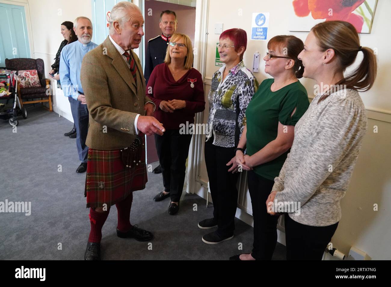 King Charles III speaks to users of the Kinross day centre in Kinross ...