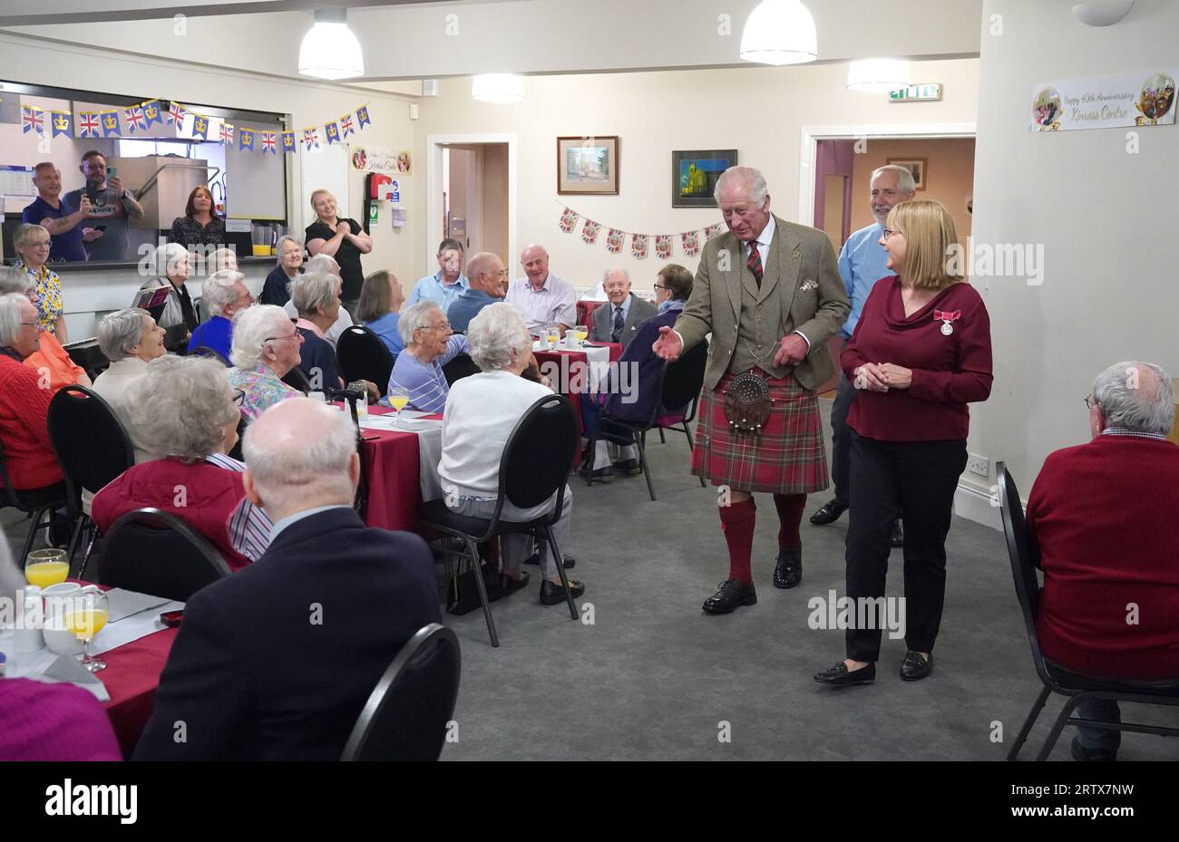 King Charles III speaks to users of the Kinross day centre in Kinross ...