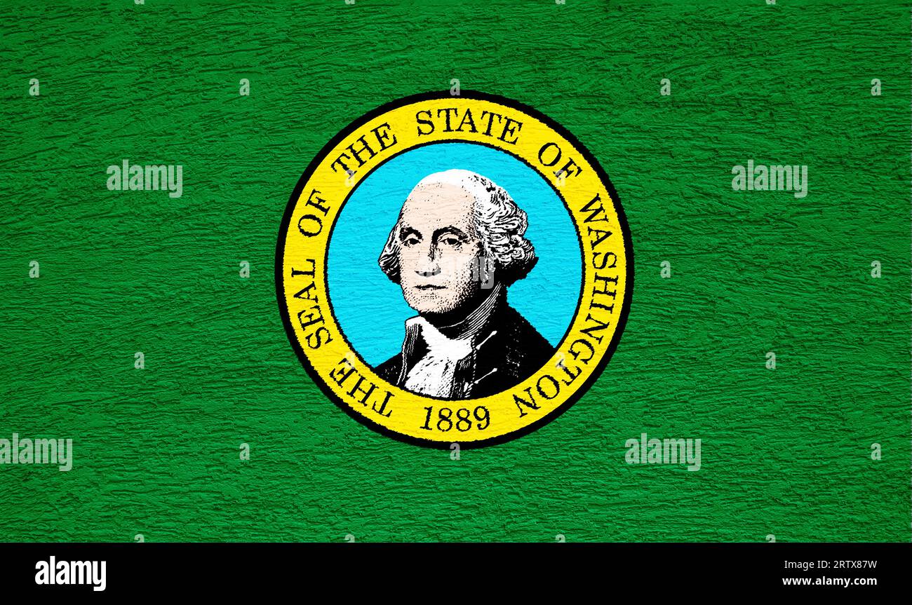 Flag of US state of Washington on a textured background. Concept ...