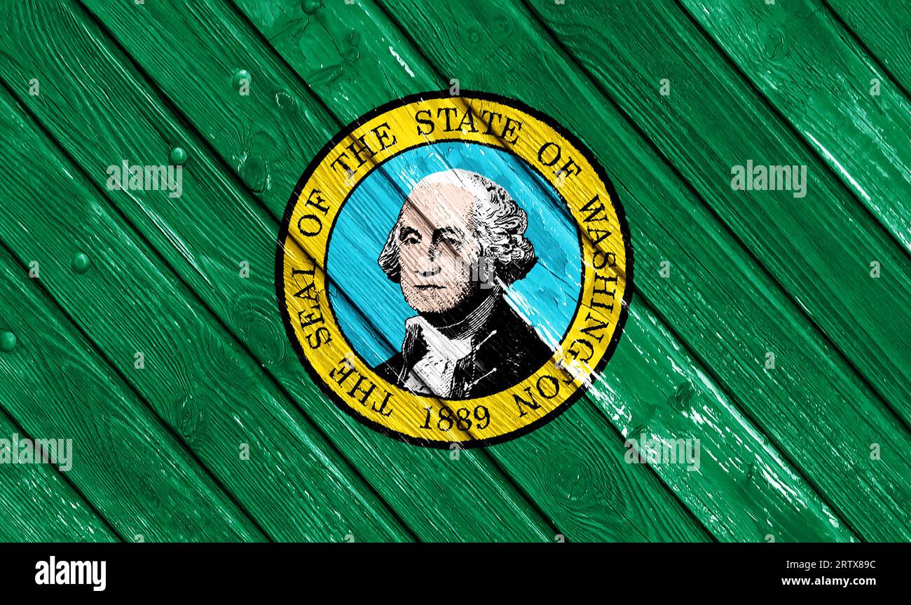 Flag of US state of Washington on a textured background. Concept ...