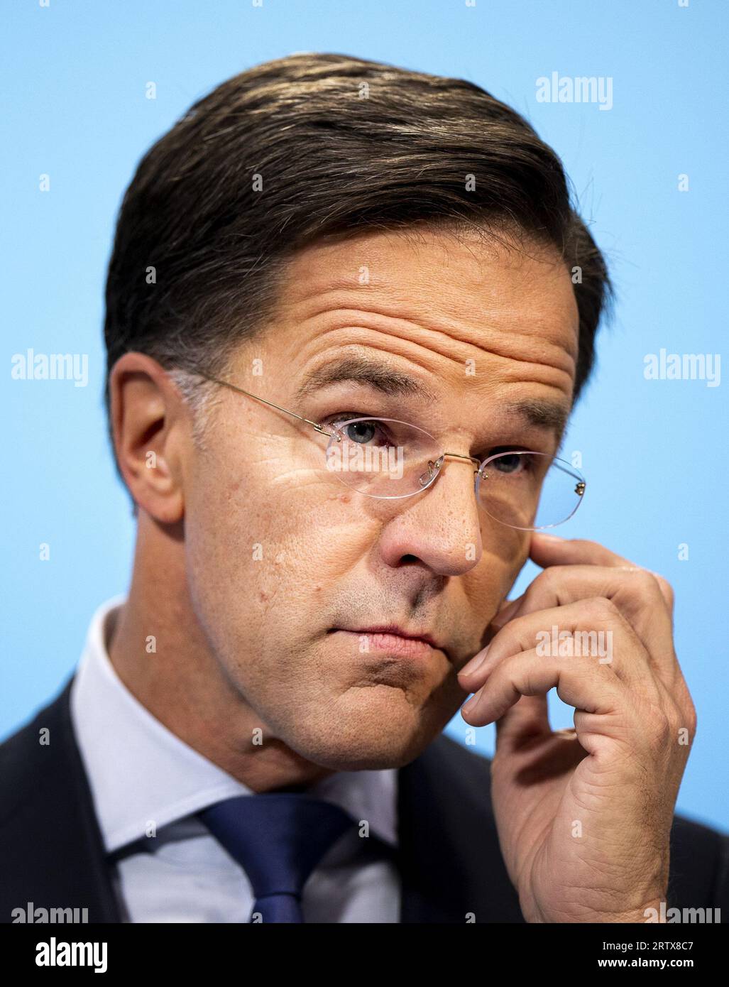 THE HAGUE - Outgoing Prime Minister Mark Rutte speaks to the press ...