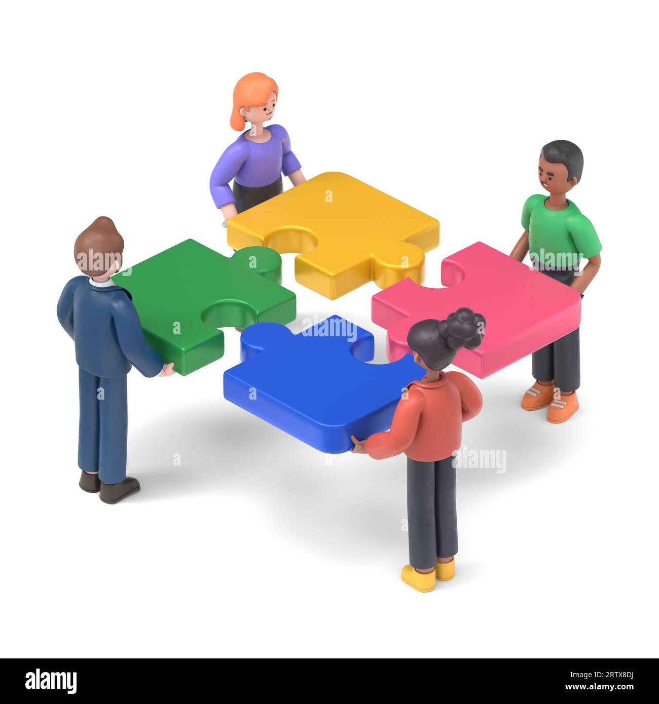 3D illustration of cartoon characters business concept.People are in ...