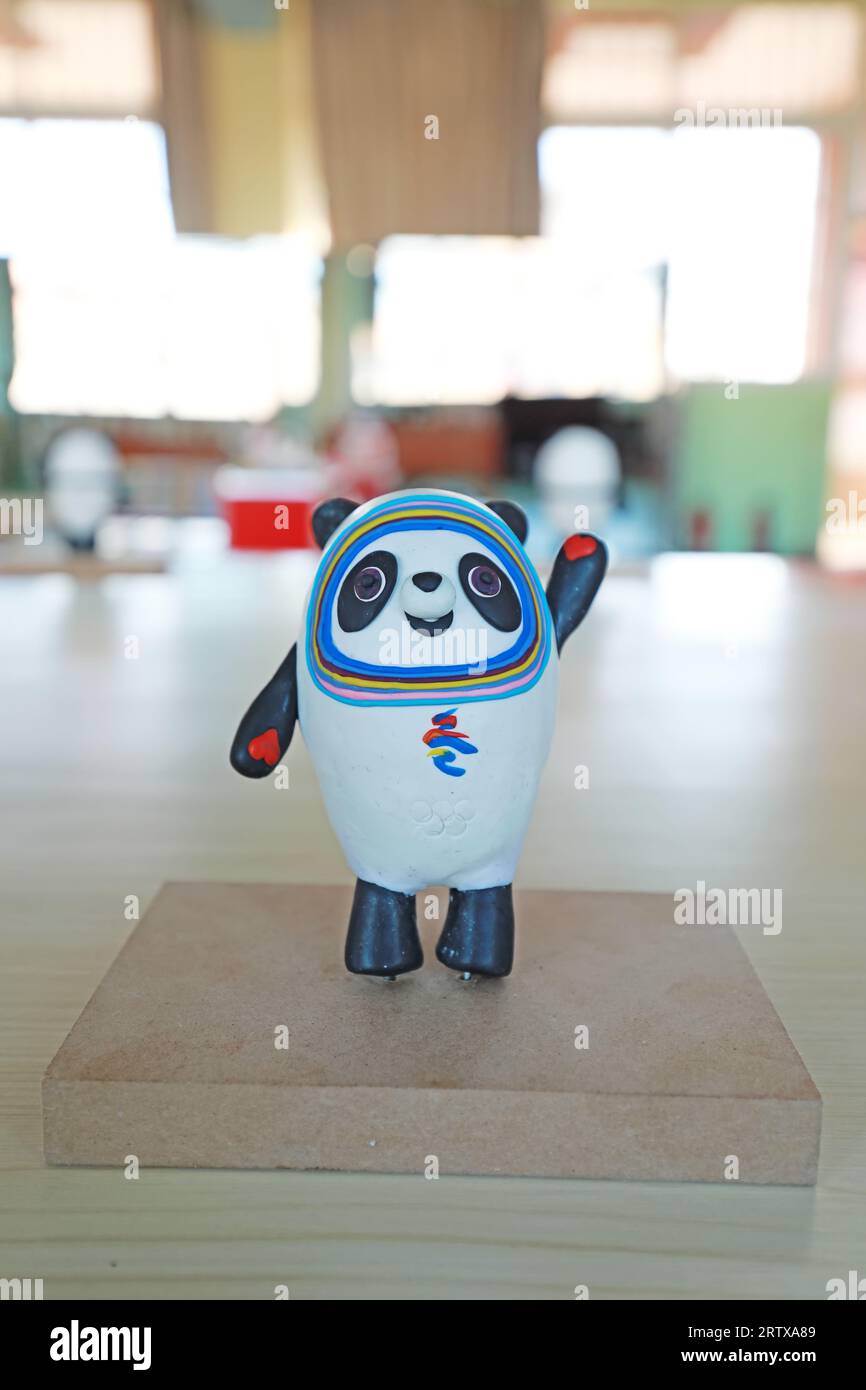 Facial sculpture of the mascot of the 2022 Beijing Winter Olympic Games ...