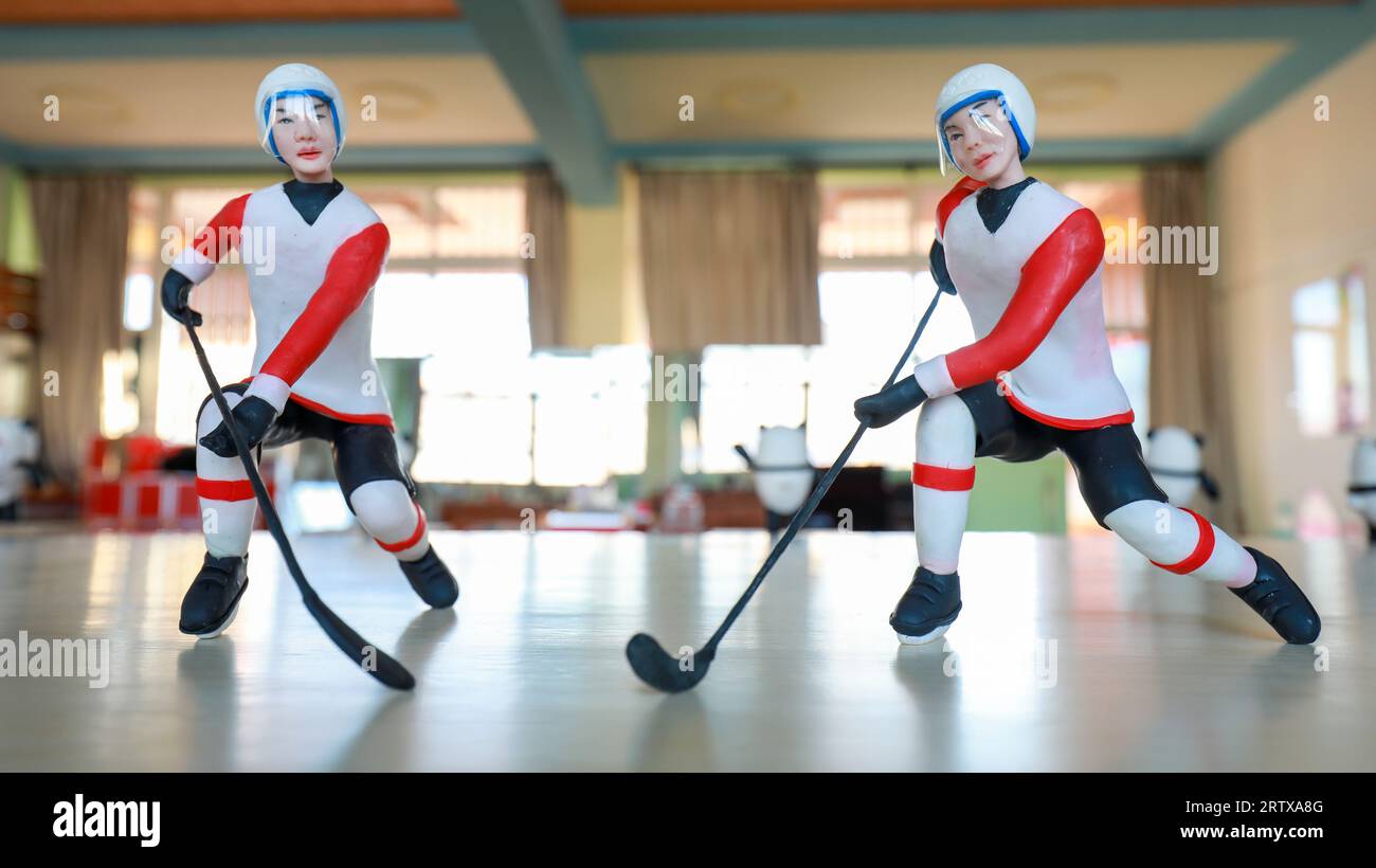 Exquisite dough sculpture crafts - ice hockey players Stock Photo - Alamy