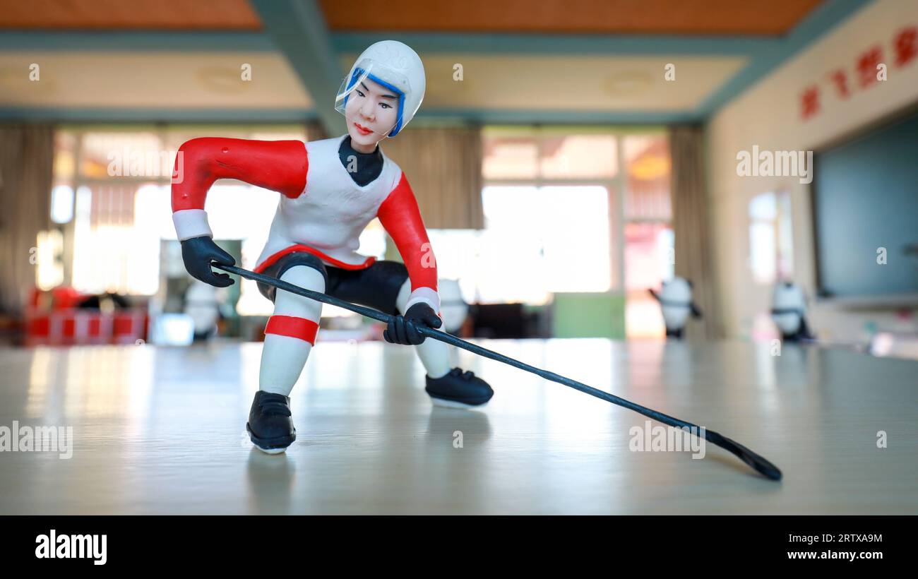 Exquisite dough sculpture crafts - ice hockey players Stock Photo - Alamy