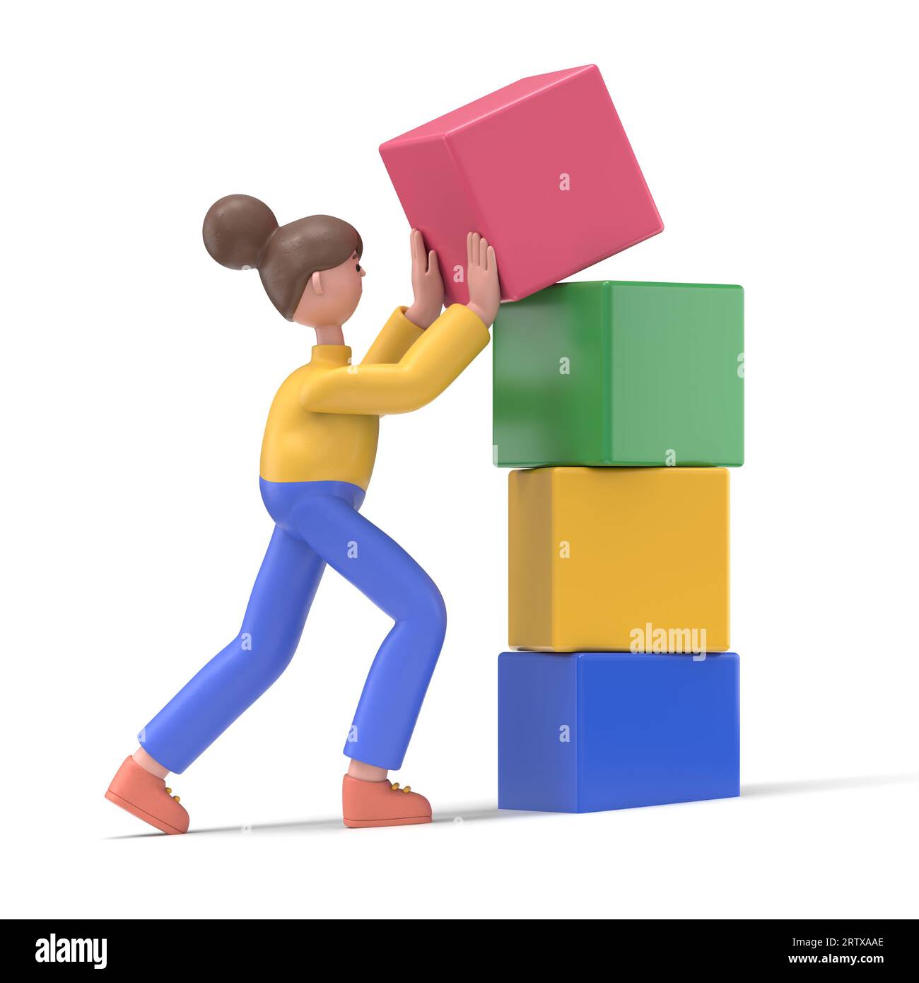 3D illustration of cartoon characters business concept.People are in ...