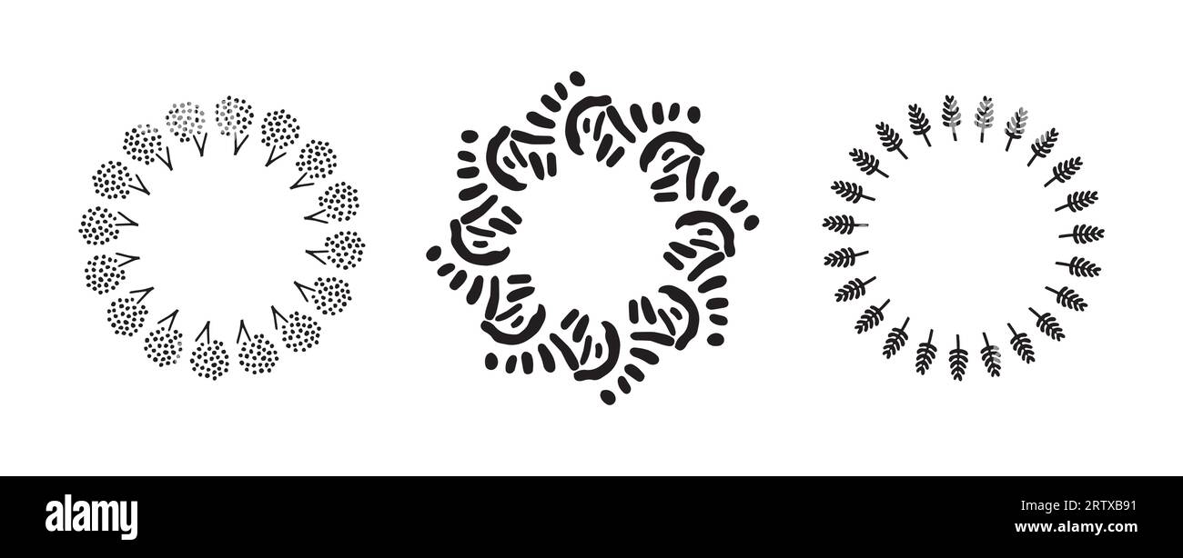 Wreath group in quirky vector style isolated on white background ...