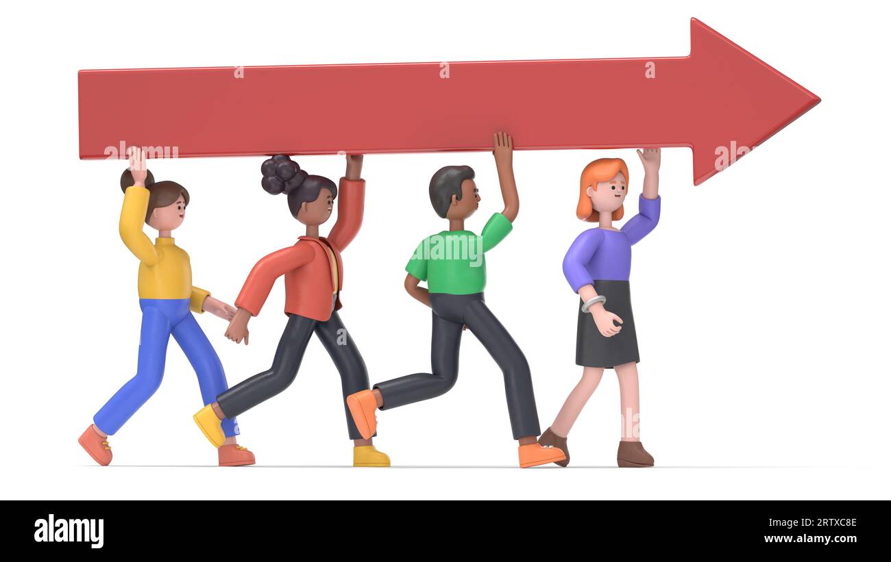 3D illustration of cartoon characters business concept.People are in ...