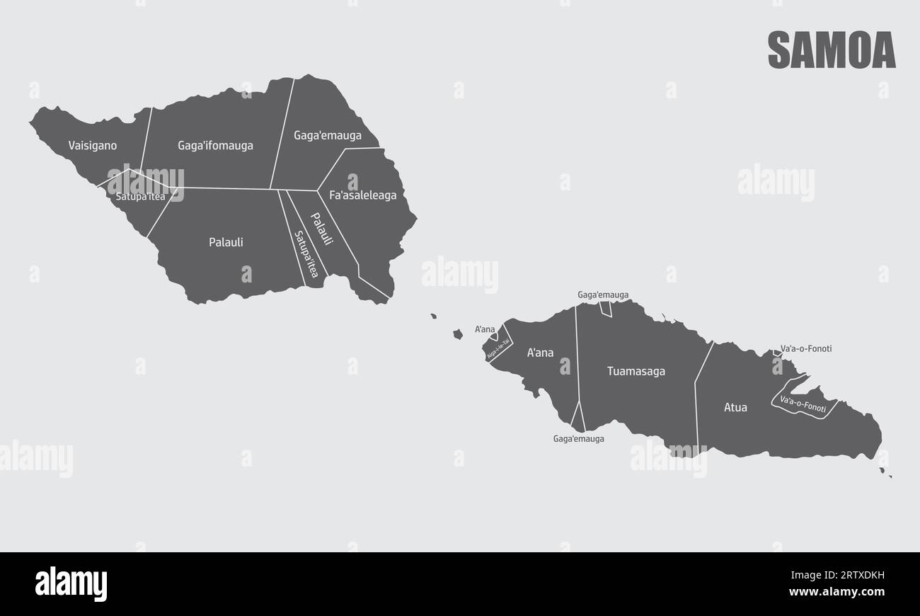 Samoa administrative map isolated on gray background Stock Vector Image ...