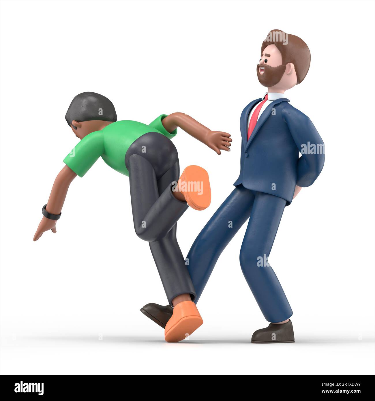 3D illustration of cartoon characters business concept.People are in ...