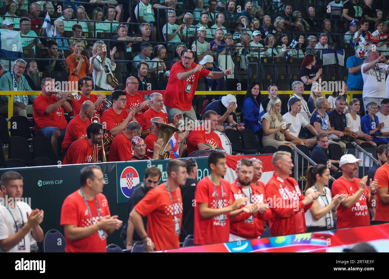 Split, Croatia. 15th Sep, 2023. Croatia supporters cheer on the stands ...