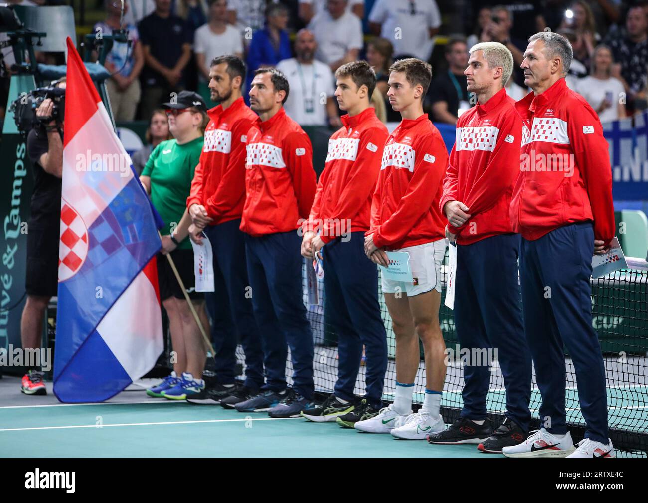 Split, Croatia. 15th Sep, 2023. Davis Cup team of Croatia during the ...