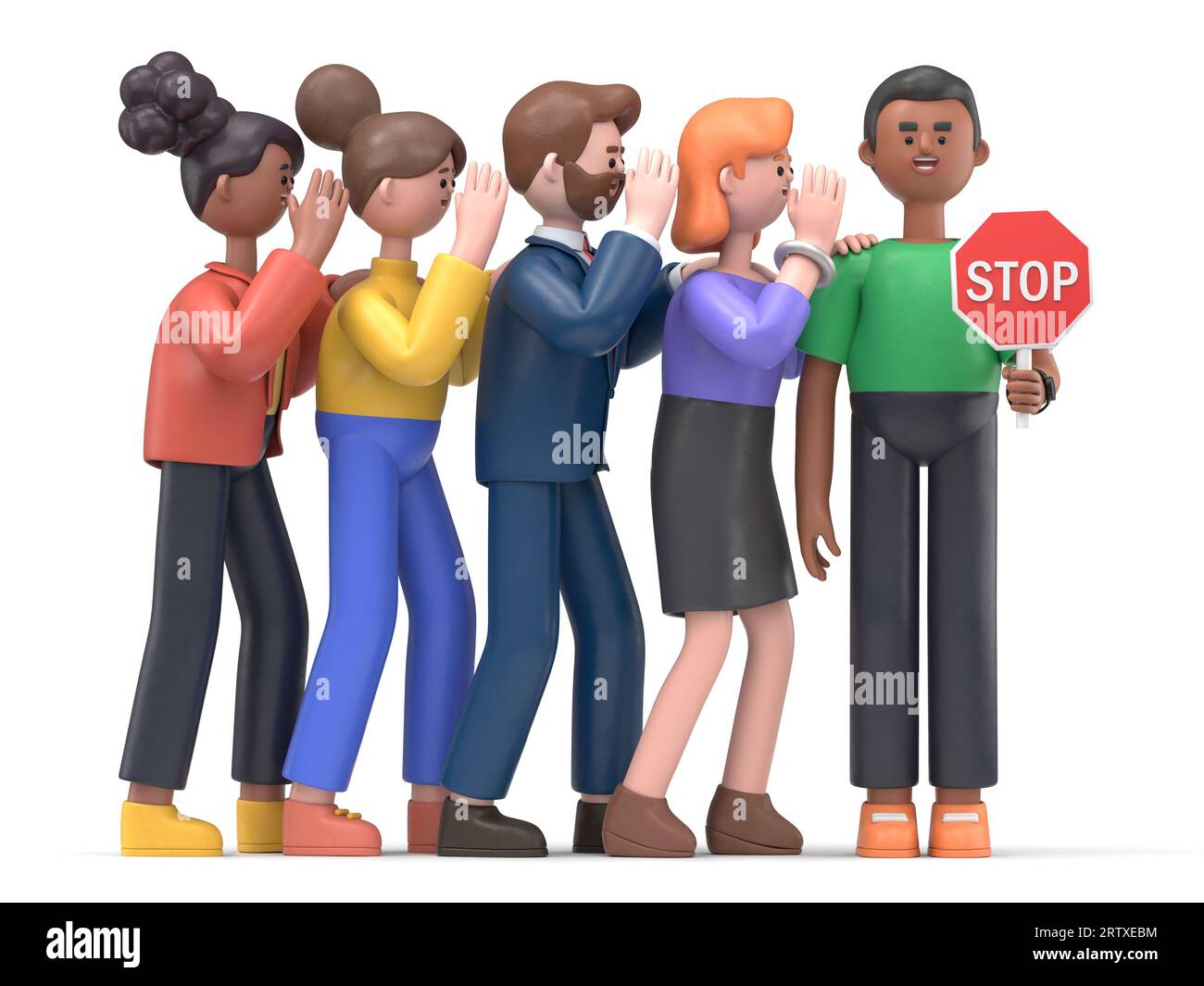 3D illustration of cartoon characters business concept.People are in ...