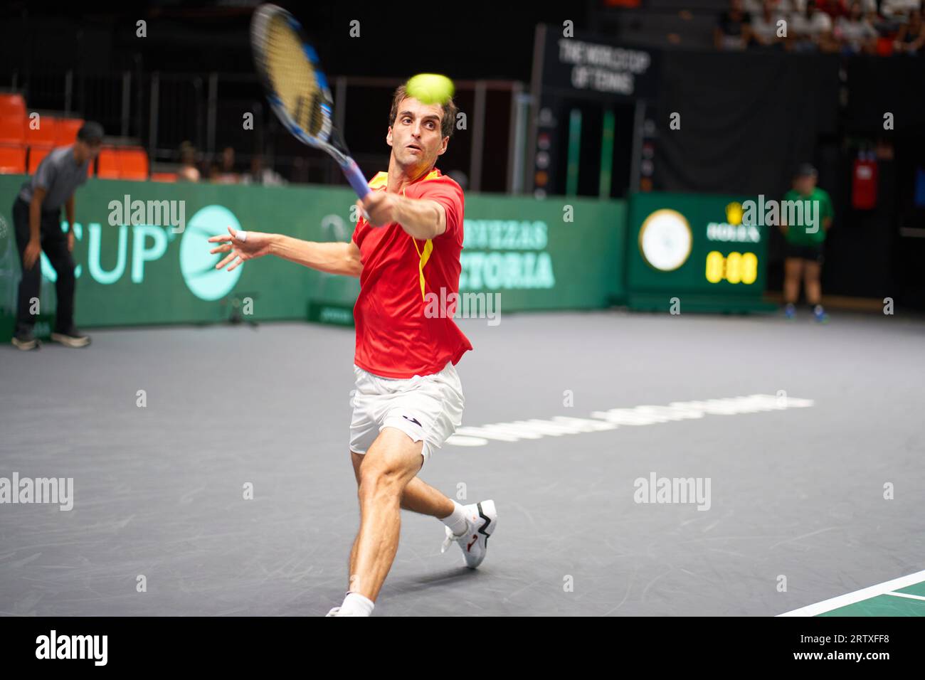 Albert Ramos Vinolas of Spain in action during the Valencia Davis Cup ...