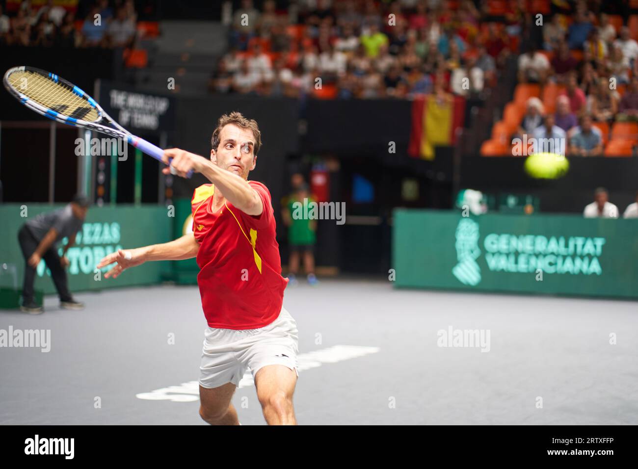 Albert Ramos Vinolas of Spain in action during the Valencia Davis Cup ...