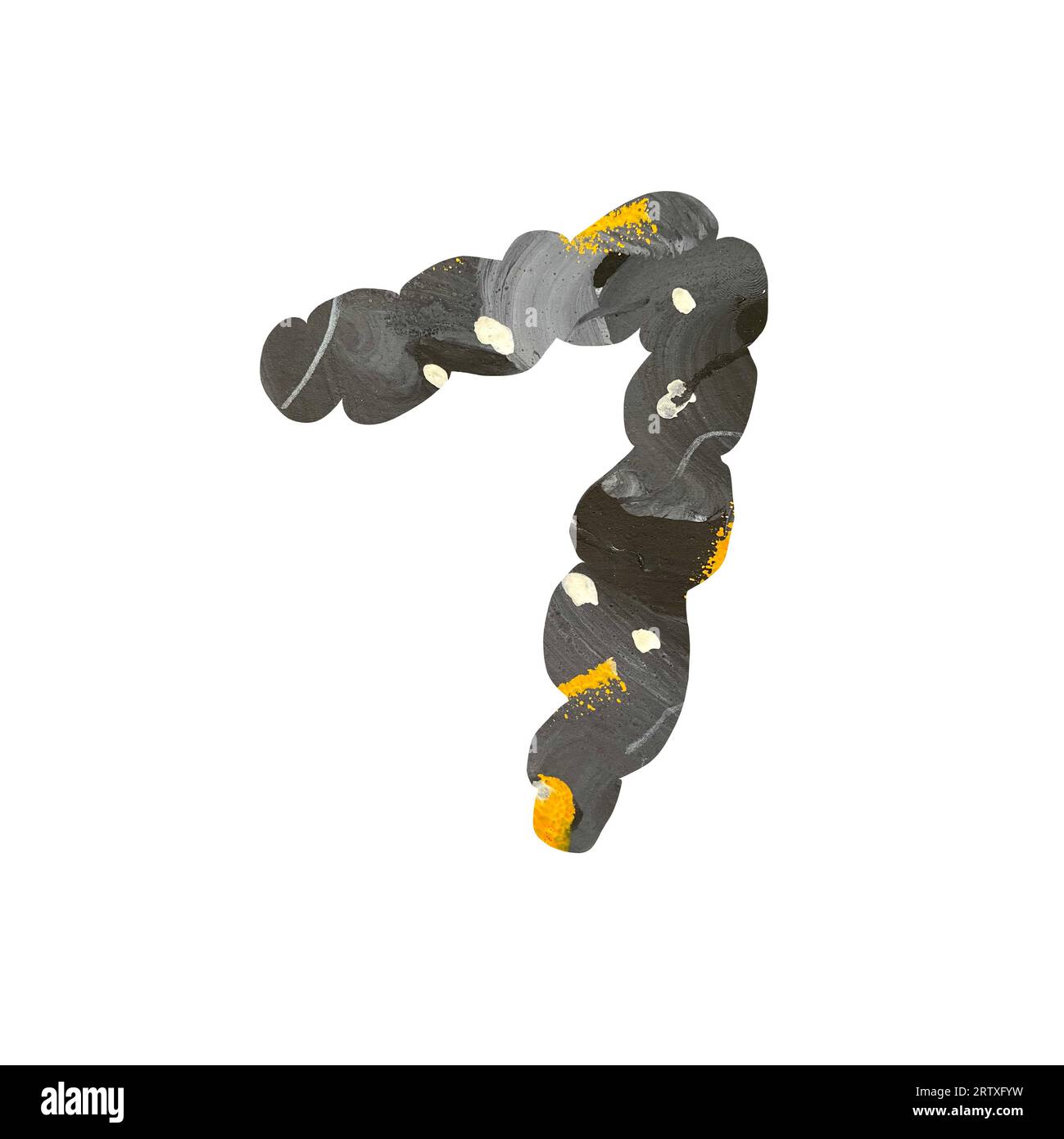 Number seven cut out hand drawn watercolor Stock Photo - Alamy