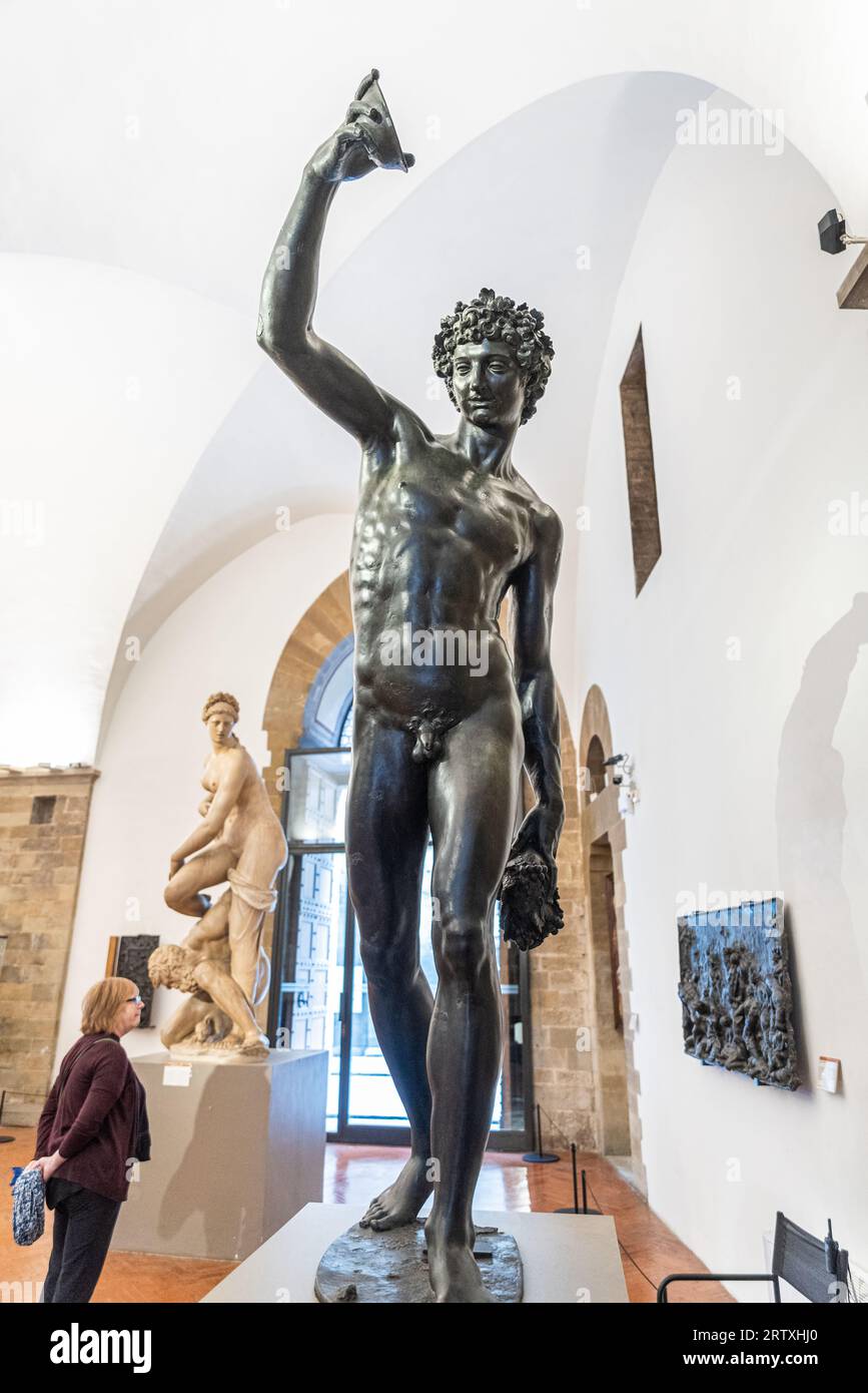 Bronze Bacchus Statue In The Bargello Museum In Florence, Italy Stock ...