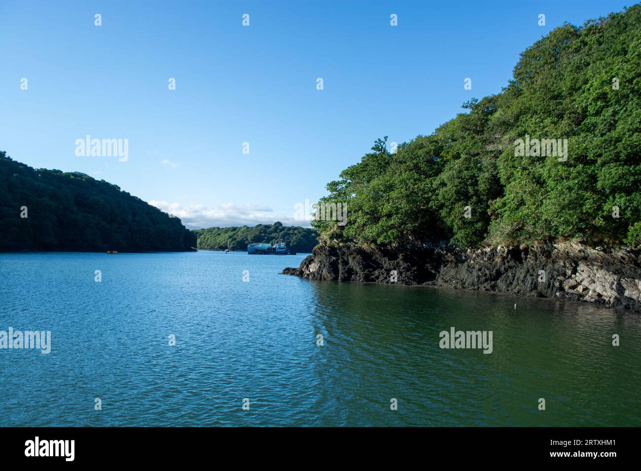 River Fal, Cornwall, UK - August 2023: View from outside Trelissick ...